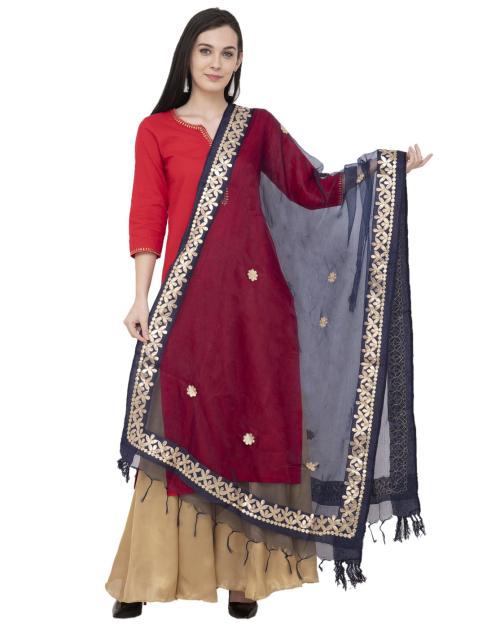 Buy A R Silk Orgenza Gota patti Fancy Dupatta Color Navy Dupatta/Chunni ...