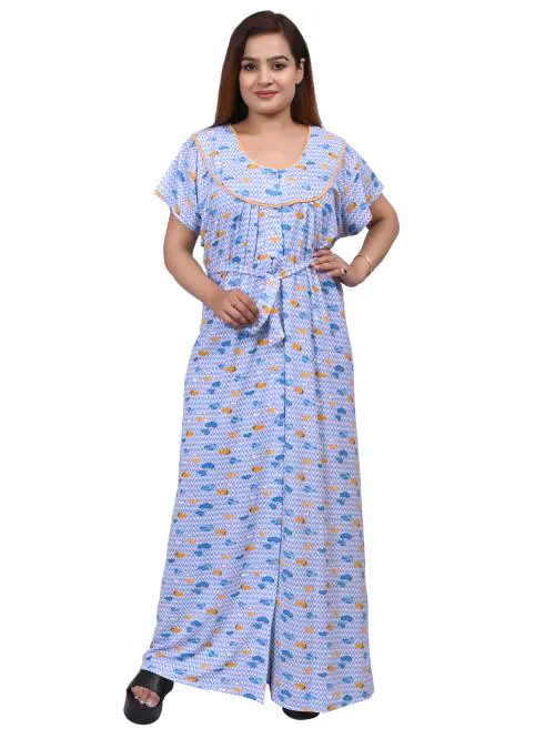 Buy NACNO Women's Hosiery Cotton Front Open Sleepwear Nighty/Maxi ...