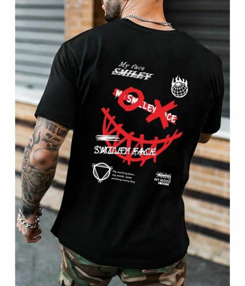 Buy Smartees Tshirt | Smartees Men Black Over-Sized Round Neck Tshirt ...