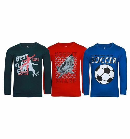 Buy PIP N PAP Boys Multicolor Cotton T-Shirt (Pack of 3) Online at Best ...