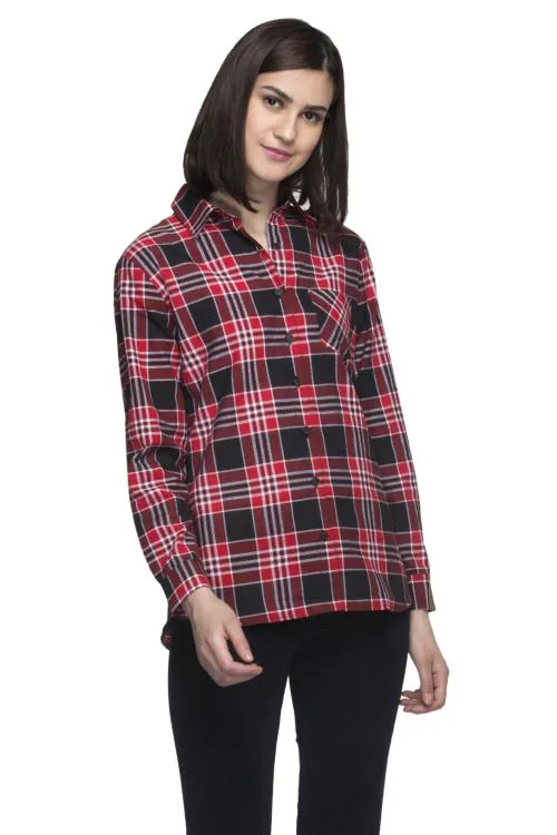 Buy One Femme Women's Cotton Checkered Full- Sleeve Shirt Online at ...