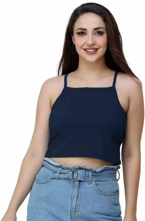 Buy Ryte Style Women Cotton Blend Noodle Straps Solid Top Online at ...