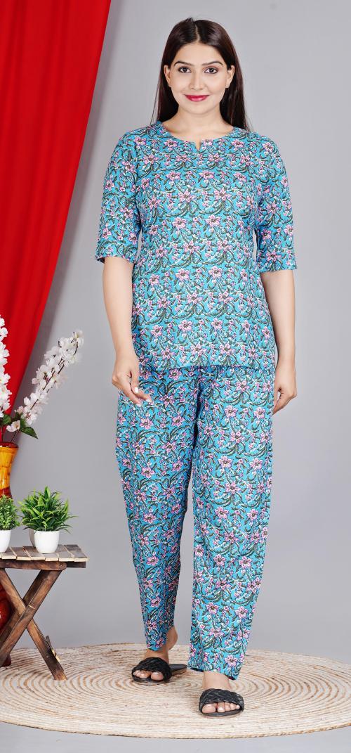Buy Meena Collection Women Floral Print Light Blue Co-ords Online at ...
