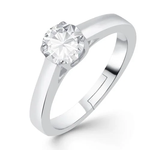 Buy Zalkari Trendy Pure 925 Sterling Silver Solitaire Womens Wedding Ring Online at Best Prices ...
