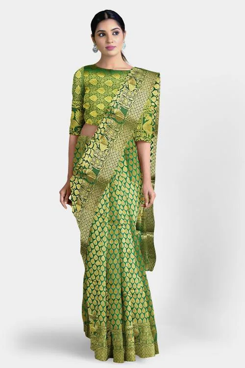 Buy CHUKCHUK kanchipuram silk saree for women GREEN Online at Best ...