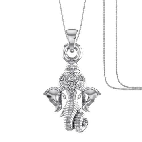 Buy Akshat Sapphire Pure Silver God Ganesha Pendant With Chain Suitable ...