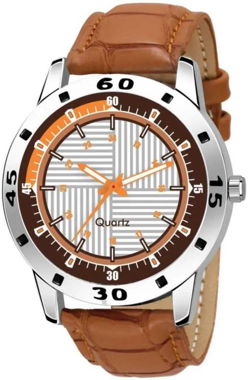 Buy KU Analog White Dial Brown Strap Watch For Men Online at Best ...