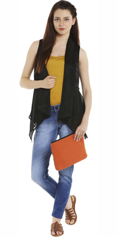 Buy 109F Women Black Solid Polyester Shrug (S) Online at Best Prices in ...