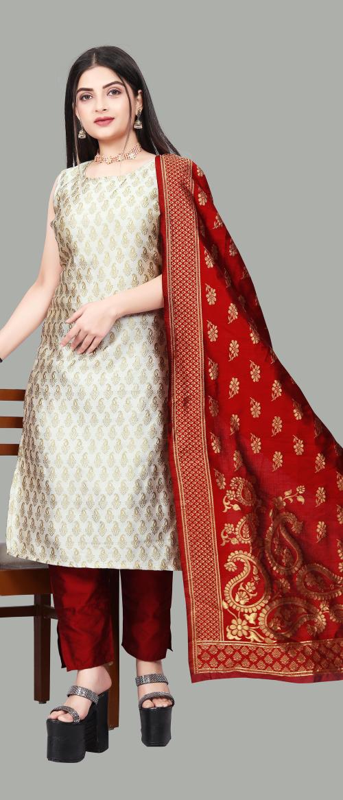 Buy sukhnath creation Women's Silk Blend Beige Straight Kutra, Pant ...