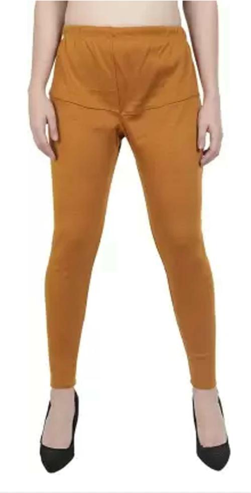 Buy Monati Women Gold Solid Cotton Lycra Blend Ankle Length Legging ...