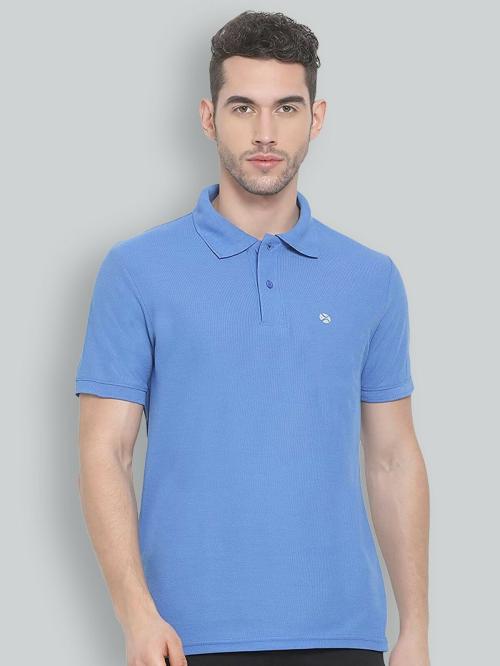 Buy Lux Nitro Cotton Blend Blue Polo T-shirt For Men Online at Best ...