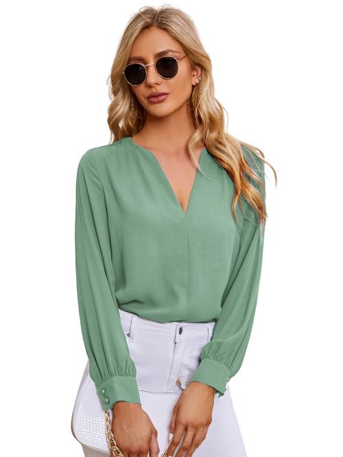 Buy Stylistico Women Cotton Blend Full Sleeve Top Light Green M Online ...