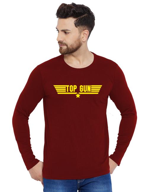 Buy Organic Chics Top Gun Printed Maroon Round Neck Full Sleeve Cotton ...