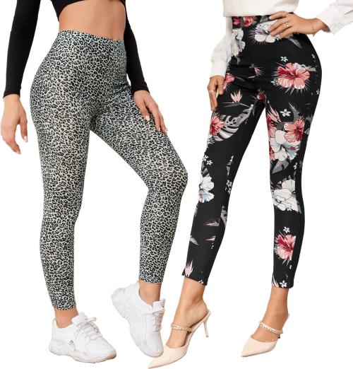 Buy Alisba Women Multicolor Self Design Lycra Blend Pack Of 2 Jegging ...