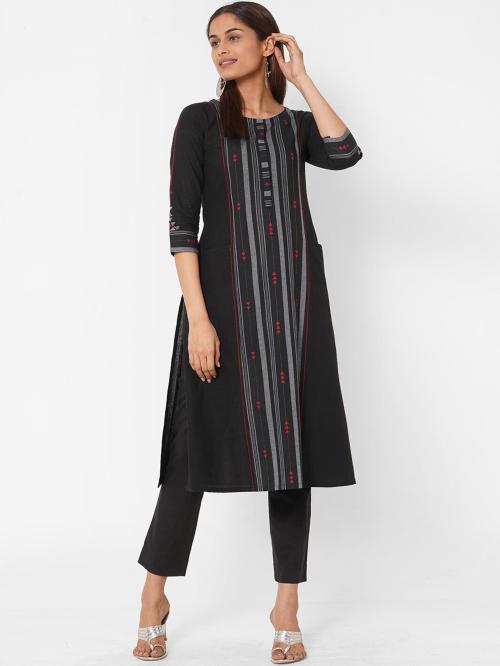 Buy Kami Kubi Women Printed Black Cotton Kurta (M) Online at Best ...