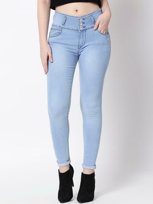 Buy High Star Women's Blue-1 High Waist Slim FIt Stretchable Jeans Online at Best Prices in ...