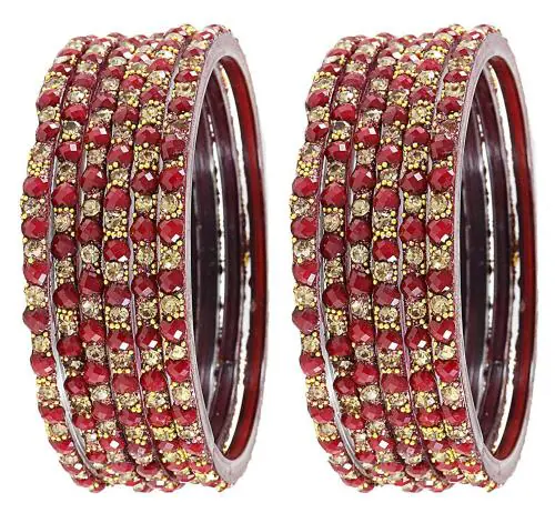 Buy NMII Maroon Glass Glossy Bangles (Womens) Online at Best Prices in ...