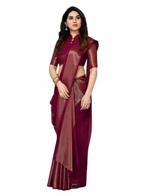 Buy silkwear Women Maroon Solid Chiffon Bollywood Saree with Unstitched Blouse Online at Best ...