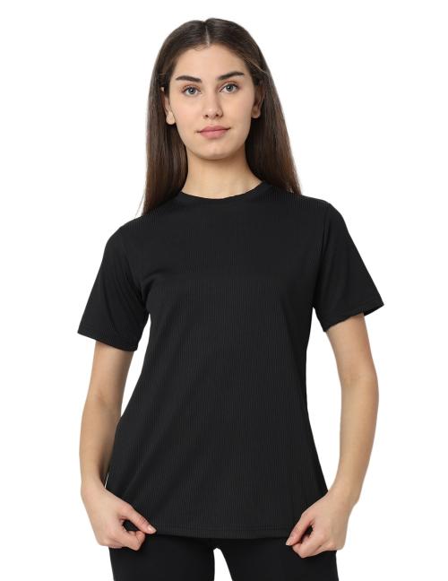 Buy Smarty Pants women's cotton rib black color basic round neck t-shirt Online at Best Prices ...