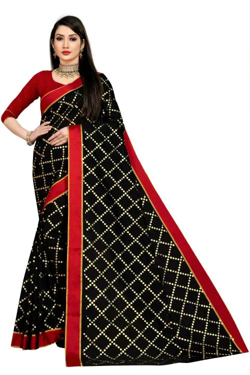 Buy sareya veela Bollywood Women Black Checkered Satin Sarees Online at ...
