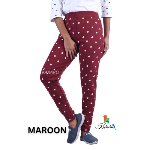 KARARO ALL OVER HEART PRINT JEGGINGS (MAROON) - JioMart