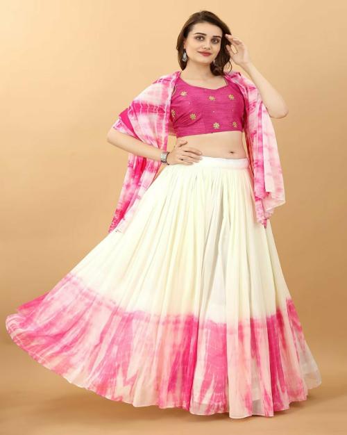 Buy NEEL ART TIE & DYE PRINT LEHENGA CHOLI SET WITH DUPATTA Online at ...