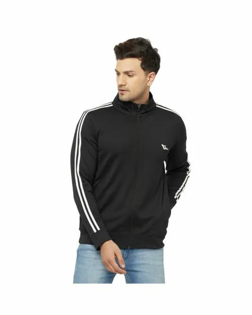 Buy Glito Black & White Striped Stretchable Regular Fit Sports Wear ...