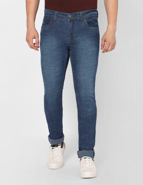 Buy TCI Men Dark Blue Solid Denim Jeans (Size 36) Online at Best Prices ...