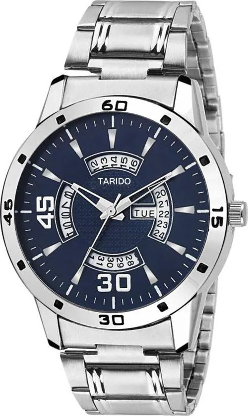 Buy Tarido Analog-Digital Blue Dial Silver Strap Watch For Men Online ...