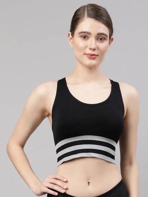 Buy PrettyCat Black Solid Polyester Sports Bra For Women (PC-SB-6048 ...
