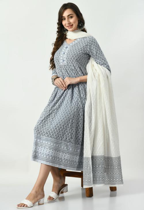 Buy S MAJIDA Embroidered Kurta with Dupatta Online at Best Prices in ...