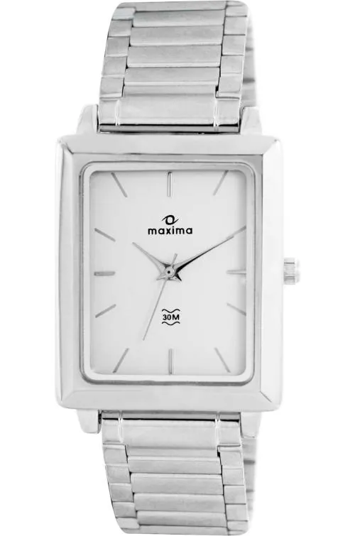 Buy Maxima Analog White Dial Silver Strap Watch For Men (40111CMGI ...