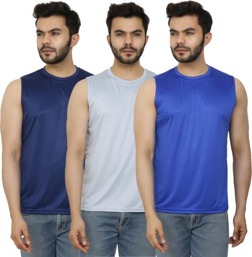 Buy PRIME PLUS Multicolor Solid Round Neck Sando Vest - M (Pack of 3 ...