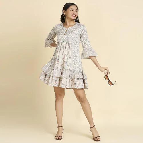 Buy Madhuram Women Short Western Dresses Style with Floral Printed and ...