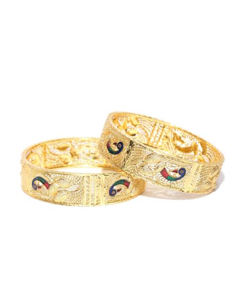 Buy YouBella Set of 2 Gold-Toned Textured Bangles Online at Best Prices ...
