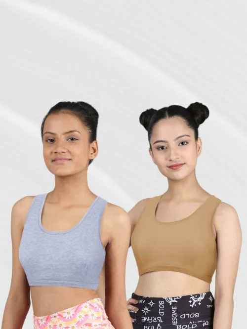 Buy Dchica Girls Set Of 2 Non Wired Non Padded Uniform Beginner Bras ...