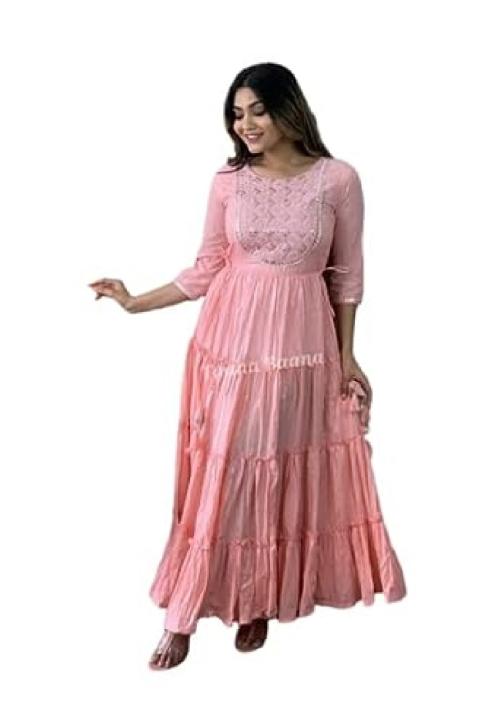 Buy Rohika Women's Cotton Printed Pure Lurex Fabric Gown with Beautiful ...