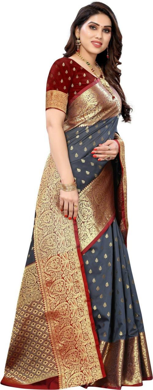 Buy Bandhani Hub Women Grey Woven Cotton Silk Saree Online at Best Prices in India - JioMart.