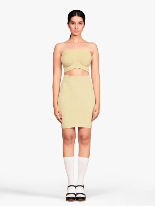Buy Munns & Mars Women Beige Solid 92 Percent Nylon, 8 Percent Spandex ...
