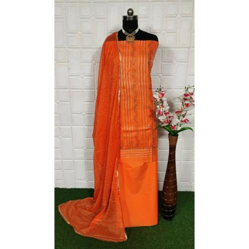 Buy GURHAL Embroidered Cotton Unstitched Dress Material Orange Online ...