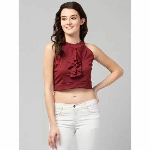 Buy Famiss fashion Casual Sleeveless Solid Women Maroon Top Online at ...