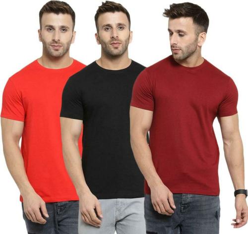 Buy DAMN GUD DG Men Multicolor Solid Pure Cotton T-shirt - XXL (Pack of ...