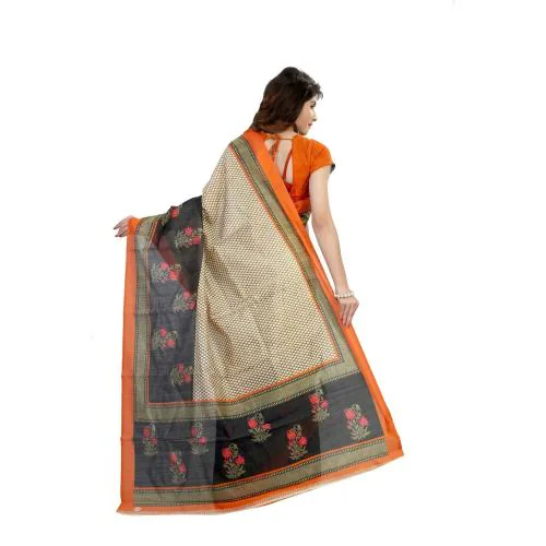 Buy Marabout Women's Beautiful Multicolor Bhagalpuri Silk Saree With ...