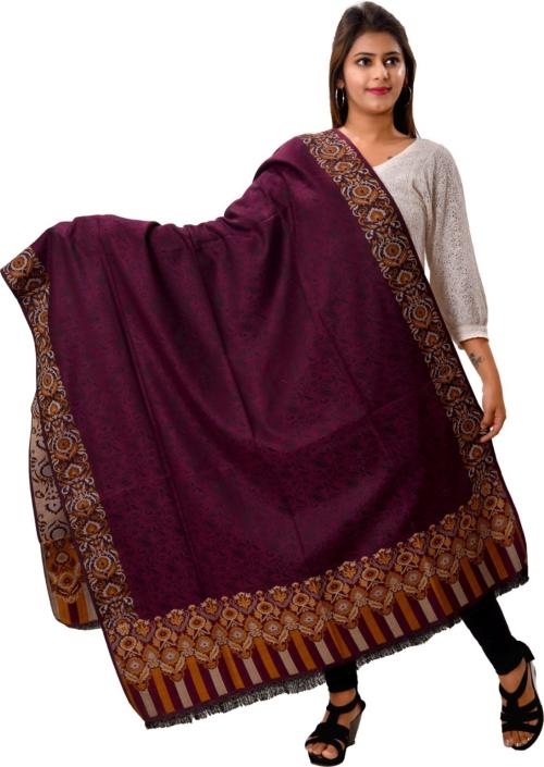 Buy FusFus Women Purple Woven Pure Wool Shawl - Free Size Online at ...