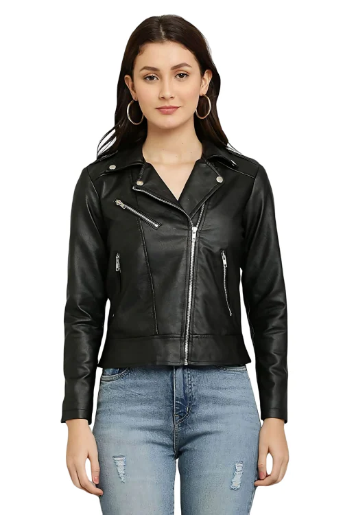 Buy PREEGO Women Black Solid Lightweight Leather Jacket Online at Best Prices in India - JioMart.