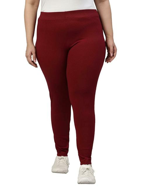 Buy Go Colors Women Red Solid Stretch Leggings Online at Best Prices in ...