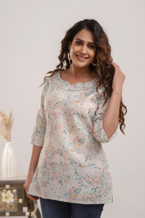 Buy Ratnavali Casual Regular Sleeves Printed Women Beige Top TC027-04 ...