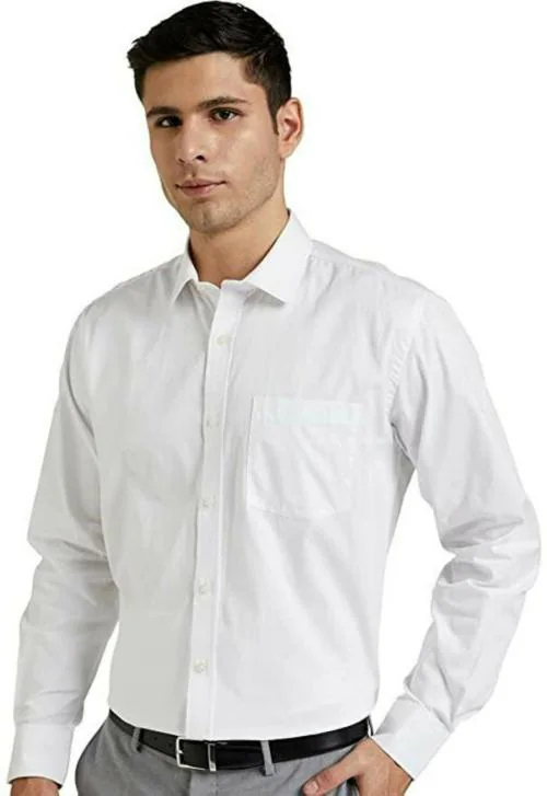 Buy THESMOKE Men Solid Formal White Shirt (Pack Of 1) Online at Best ...