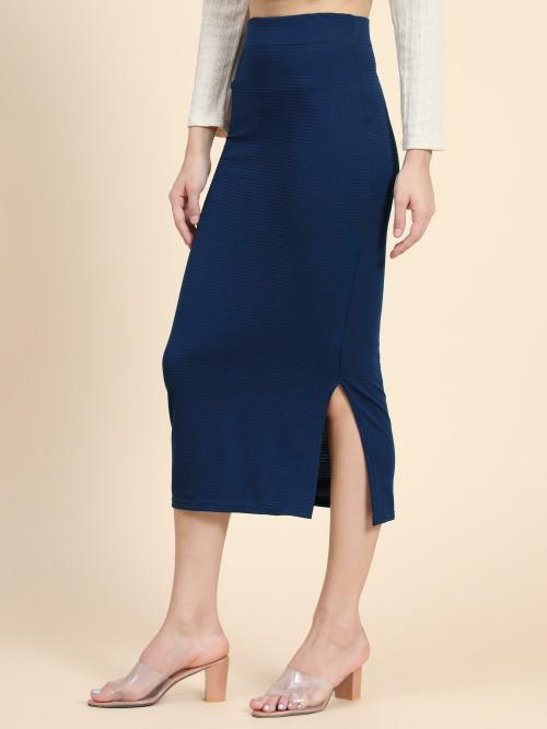 Buy VASTRANAVYA Women Navy Blue Self Design Cotton Lycra Tummy Shaper ...