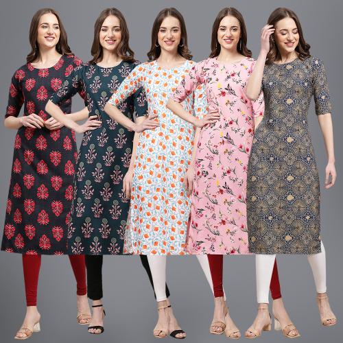 Buy 1 Stop Fashion Women's Crepe Digital Print Straight Kurta Online at Best Prices in India ...